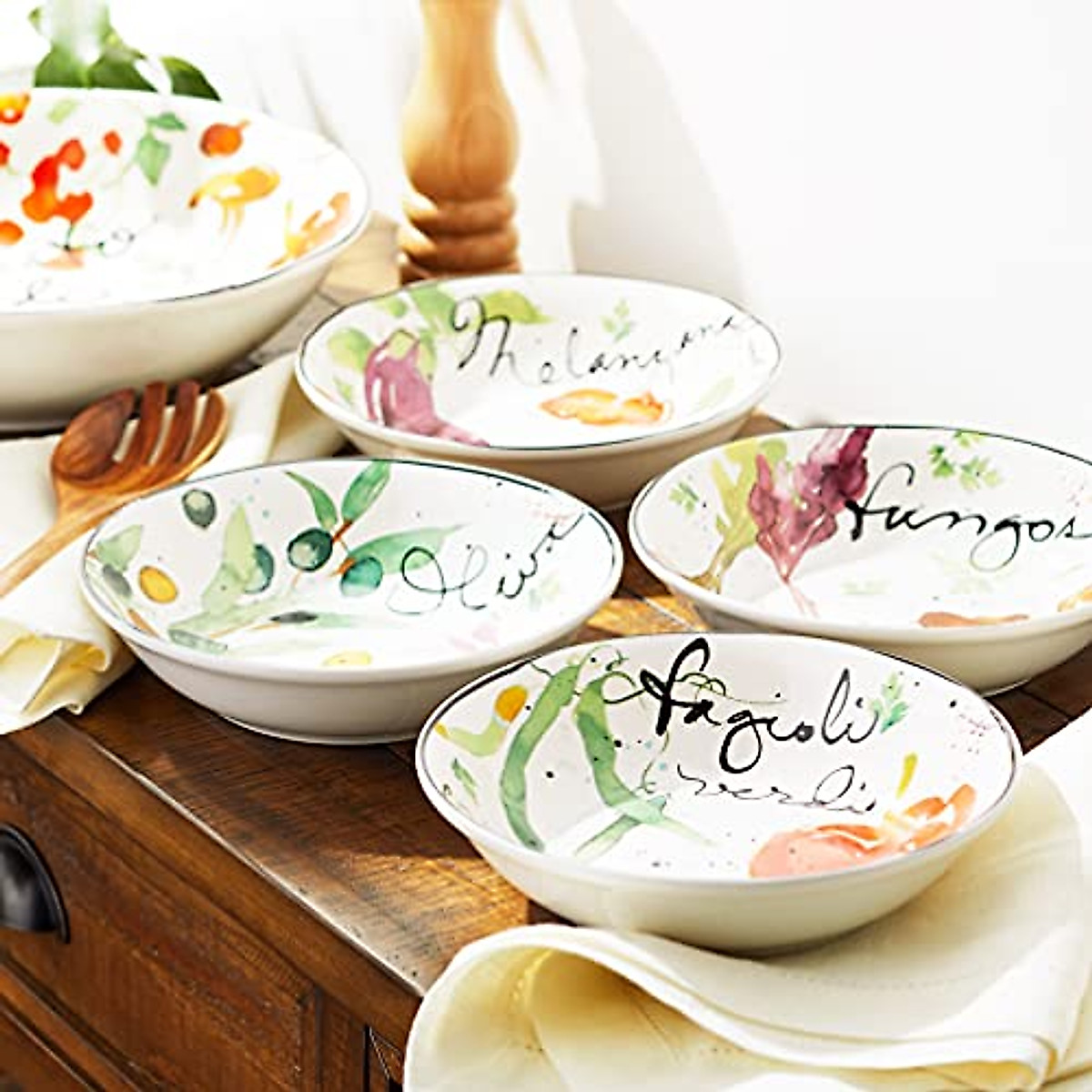 Certified International Corp Certified International Melanzana Pasta Set, Multicolored, 5 Piece