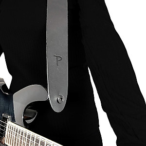 Perri&#039;s Leathers Ltd. - Buffalo Leather Guitar Strap - Adjustable Strap From 41″ to 56″ for Electric, Acoustic, Bass Guitar - for Kids &amp; Adults - Black (B20-177)