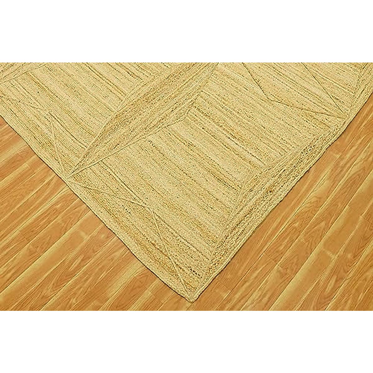 CASAVANI Collection Rectangular Area Rug - 4x6 Ft' Beige Braided Jute Rug Geometric Kilim Rug Indoor Outdoor Use Carpet Flatweave Rugs for Bedroom Dining Room Living Room
