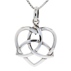 Jewelry Trends Celtic Trinity Heart Sterling Silver Pendant Necklace 18"