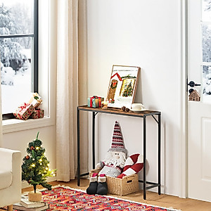 MAHANCRIS Console Table, Narrow Sofa Table, 30.1" Small Couch Table, Thin Sofa Table, Side Table for Hallway, Living Room, Foyer, Corridor, Rustic Brown and Black CTHR7601