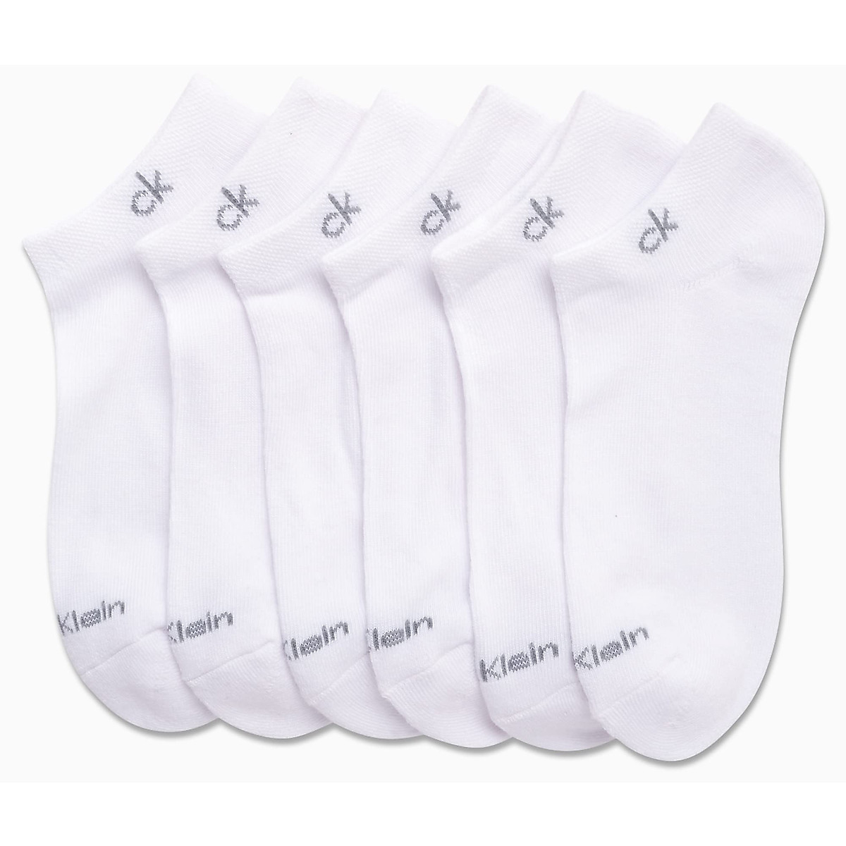 Calvin Klein Women's Athletic Socks - Cushion No Show Socks (6 Pack), Size 4-10, White