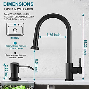 Kitchen Faucet Set,Kitchen Sink Faucets with Pull Down Sprayer and Soap Dispenser,High Arc Tall Modern Single Handle Stainless Steel with 2 Modes,Grifos De Cocina,Matte Black