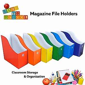 Evelots Magazine File Holder Organizer Box (6, 12, or 24 Pack) Storage for Desk and Shelves Multiple Color Options - Includes Labels for Organization