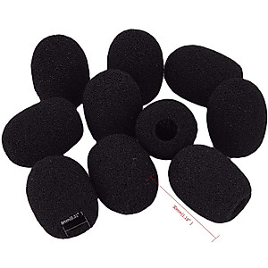 10 Piece Black L30mm x D8mm Mini Microphone Headset Windscreen Foam Mic Cover