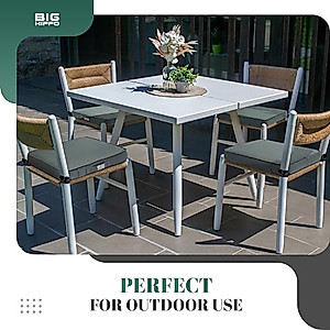 Big Hippo Patio Chair Cushion 16 x 17 Inch Waterproof Outdoor Seat Cushions for Patio Furniture 5-Year Color Fastness Sofa Garden Couch Chair Pads with Handle and Adjustable Straps Set of 2, Gray