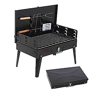RJMOLU Portable BBQ Foldable Barbecue Grills for 3-5 Person, Outdoor Garden Charcoal Barbeque Burner Oven in Patio Party Cooking Picnic