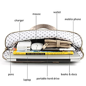 Laptop Bag for Women 15.6-Inch Carrying - Computer Bag Laptop Case Shoulder Slim Work Travel PU Leather (Khaki)