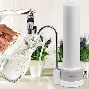 RUN.SE Countertop Water Filter System, Easy Install Water puriter, Sink Water Faucet, Alkaline Material Filter Machine (1 Filter Included)