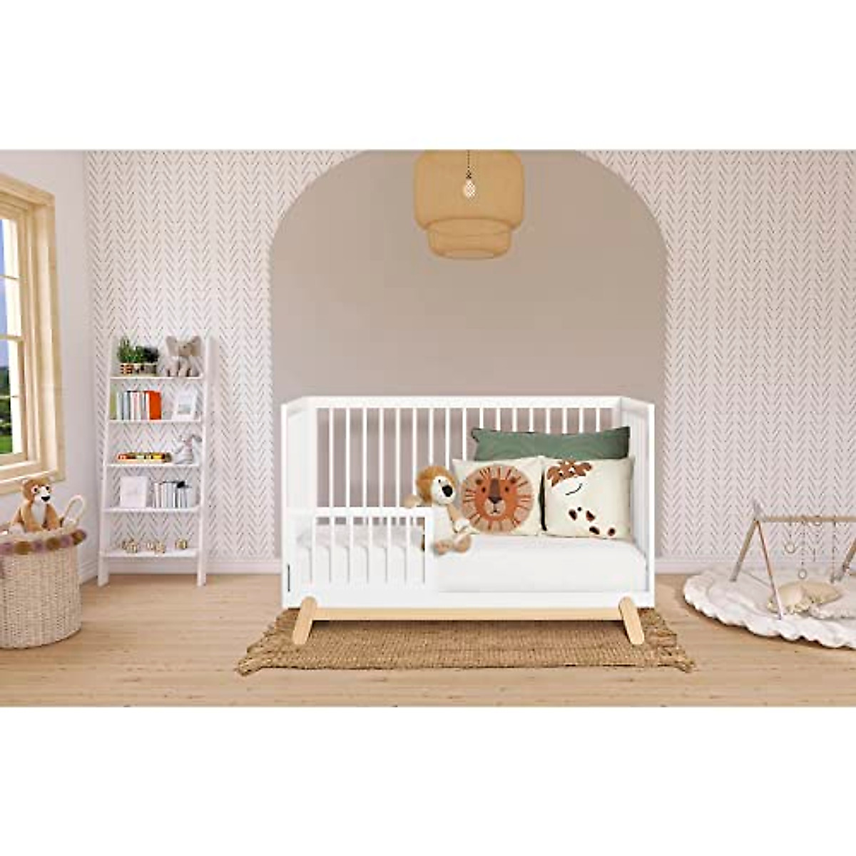 Dream On Me Hygge 5-in-1 Convertible Crib in Weathered Vintage Oak, JPMA & Greenguard Gold Certified, Made of Sustainable Pinewood, Easy to Clean, Safe Wooden Nursery Furniture