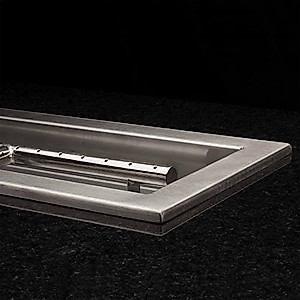 Celestial 36" x 6" Commercial Grade Linear Drop-in Fire Pit Pan w/Burner, 16 Gauge Stainless Steel, 65,000 BTU, Beveled Lip for Extra Strength, Natural Gas or Propane, for DIY Outdoor Gas Fire Pits