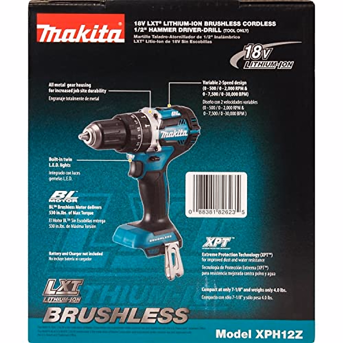 Makita XPH12Z 18V LXT Lithium-Ion Brushless Cordless 1/2 inches Hammer Driver-Drill (Renewed)