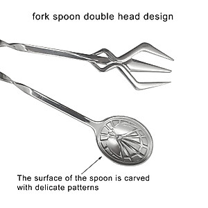 Pinenjoy 2Pcs 12.67inch Bar Spoon Fork Cocktail Mixing Spoon with Trident Fork 18/10(304) Stainless Steel Bartender Stirring Spoon for Milkshakes Juice Coffee Tea Beer Mixing