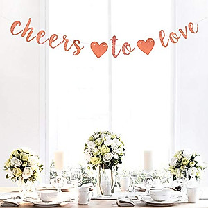 Rose Gold Glitter Cheers to Love Banner, Bunting Garlands for Wedding Engagement Anniversary Bridal Shower Party Decoration Supplies