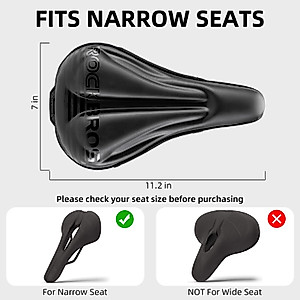 ROCKBROS Bike Seat Cover Cushion Waterproof Gel Padded Seat Cover for Road Mountain Spinning Bike Padded Narrow Peloton Exercise Bike Seat Cushion Solid Design