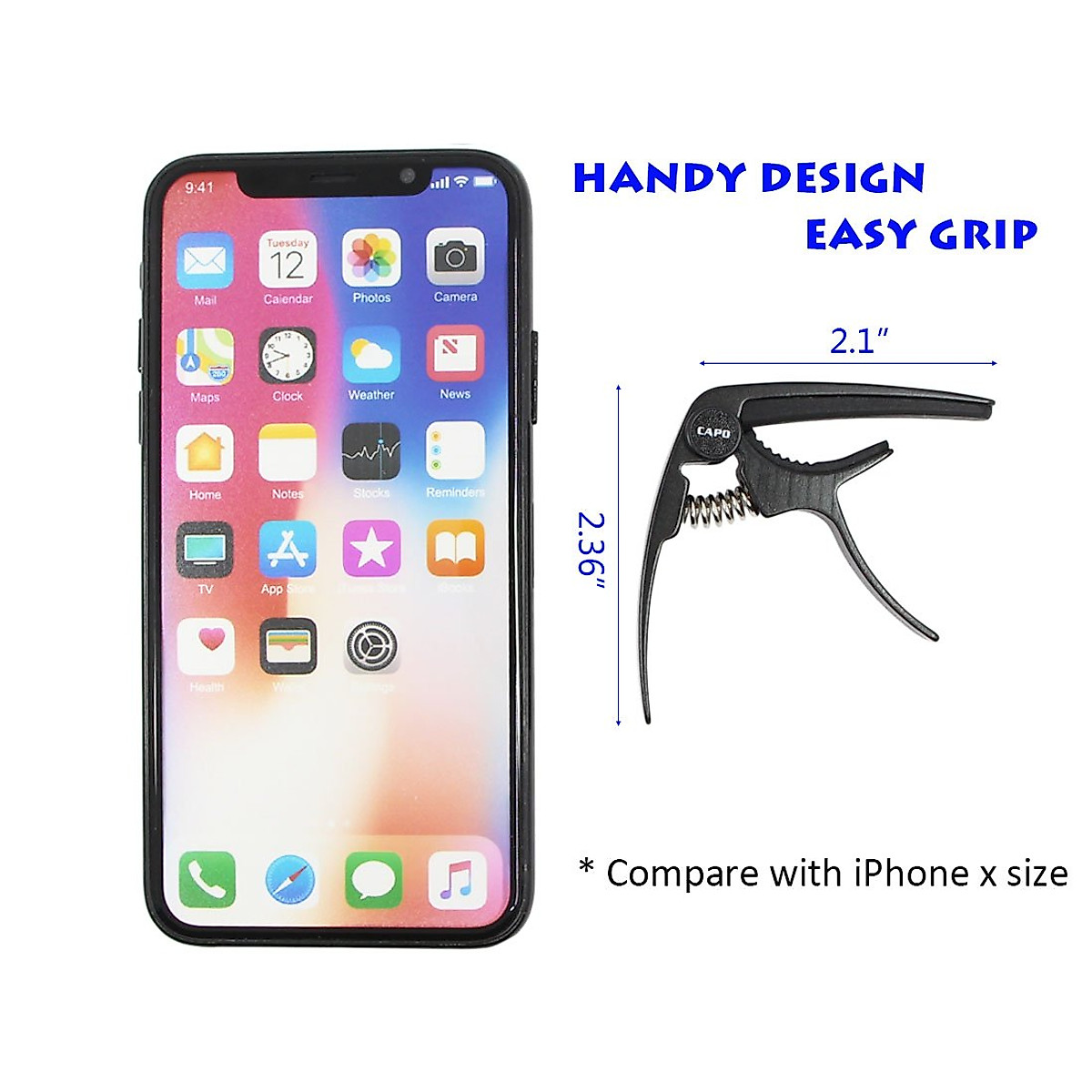 Ukulele Capo Aluminium Alloy Clamp for 4 Strings Uke Soprano Concert Tenor Baritone Light Weight Ukulele Clamp with Free Guitar Picks (Black)