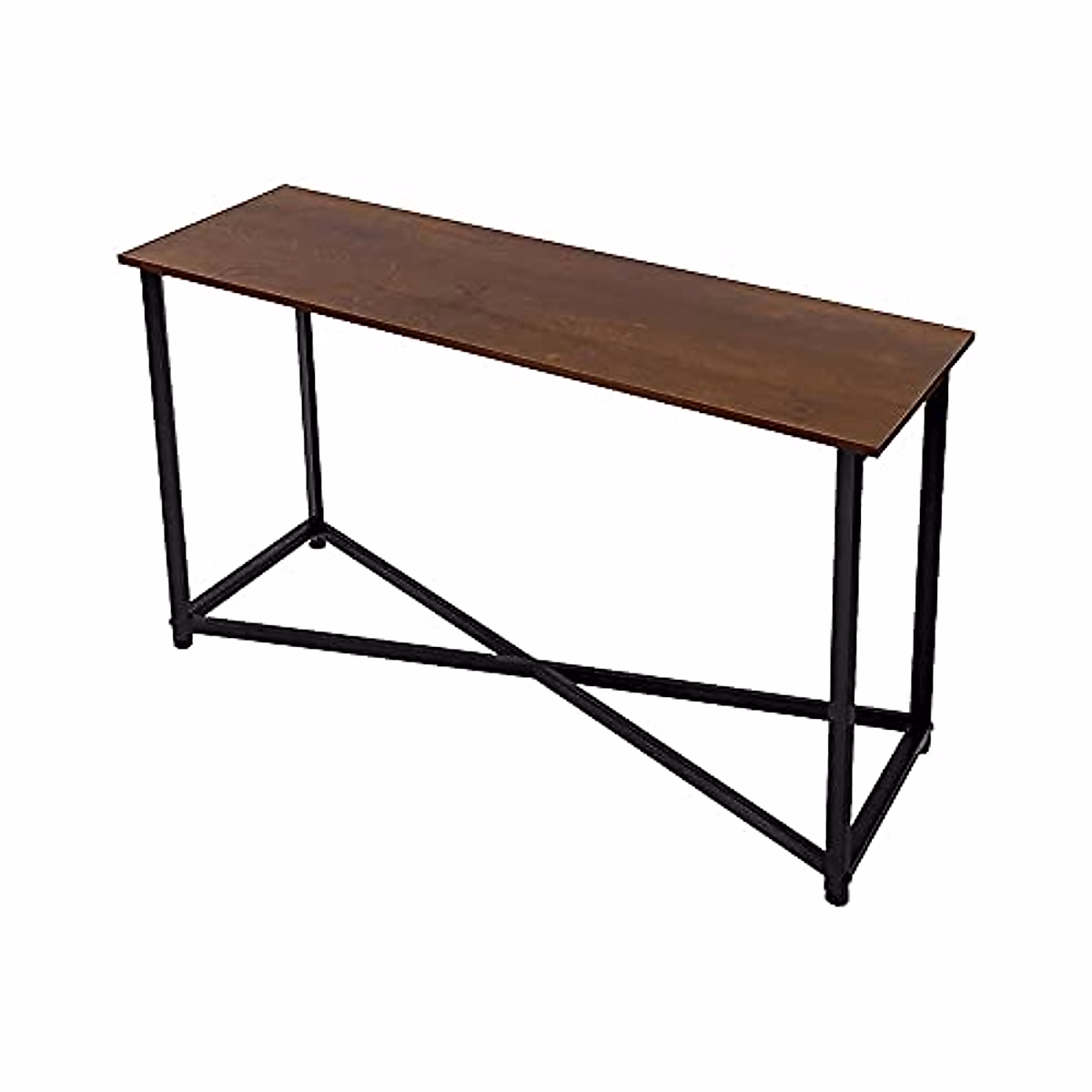 Coral Flower Bar Table with Metal Frame, Multi-functional Desk for Dining Living Room, Industrial Accent Furniture,Rustic Brown and Black