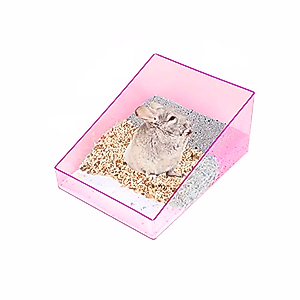 Acsist Hamster Sand Bath Container Acrylic Sand-Bath Box Guinea Pigs Bathroom Shower Toilet Digging Sand Small Animals Bathtub for Gerbil Guinea Pig Hedgehog(Pink)