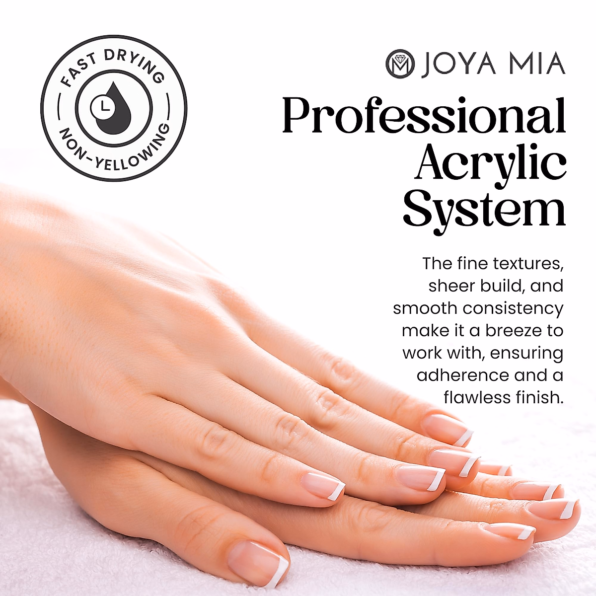 Joya Mia Acrylic Powder for Nails, MMA-Free, Super Adhesion Professional Powder for Flawless & Long-Lasting Nail Enhancements, Easy Application, Vibrant & Stunning Colors - Soft Pink, 1 oz