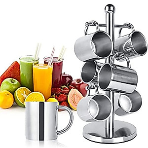 XWOZYDR Stainless Steel Cup Holder Kitchen Countertop Mug Display Stand Drinkware Hanging Shelf
