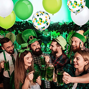 KBZVNAF Green White Latex Party Balloons - 50pcs 12 inch White Green Gold Confetti Balloons for Jungle Theme Party Balloons Supplies