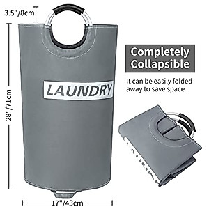 ZERO JET LAG 115L X-Large Laundry Basket Collapsible Fabric Laundry Hamper Laundry Bag with Handles Portable Washing Bin Dirty Clothes Basket for College Bathroom Essentials Storage (Gray & Silver)