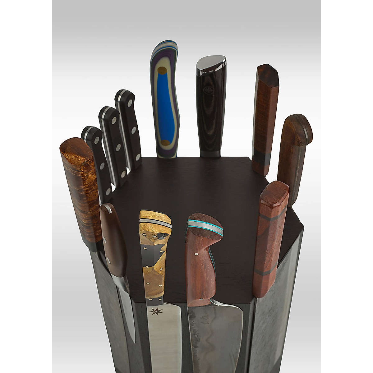The 360KB ™ (Black) magnetic rotating knife block - handmade in Washington - shortest member of the 360 Knife Block ® family