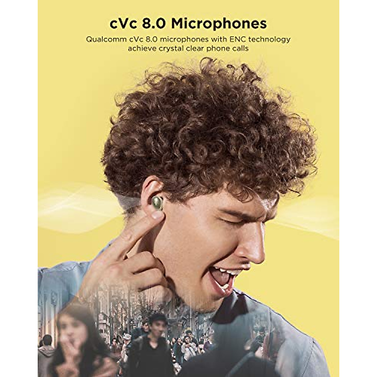 1MORE Colorbuds Wireless Earbuds Bluetooth 5.0 Headphone with Fast Charging, 22H，USB C, IPX5 Waterproof Stereo in-Ear Earphones CVC8.0 Build-in Dual Mic ENC Auto Play/Pause for Work Home Office Sport