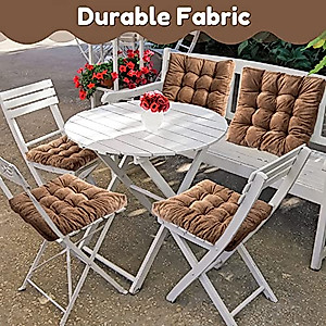 Qunclay 4 Pcs Sitting Floor Pillow 22 x 22 Inches Thicken Tufted Cushion Corduroy Floor Cushions for Adult Square Floor Seat Cushion Large Chair Pad Pillow for Yoga Living Room Balcony (Dark Brown)