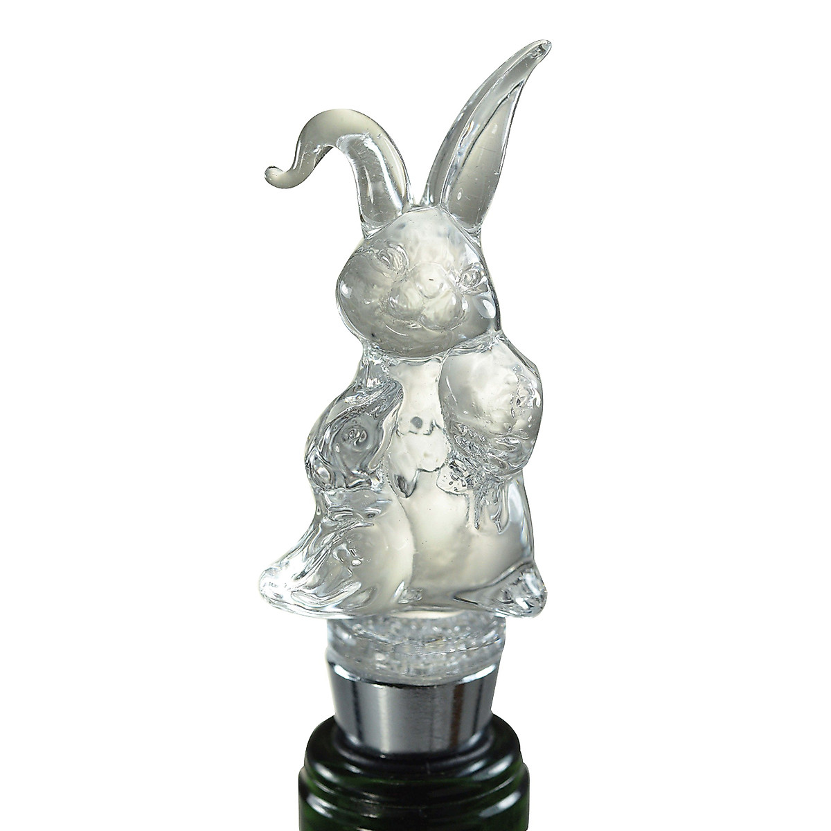 Glass Easter Bunny / Rabbit Wine Bottle Stopper - Decorative, Unique, Eye-Catching Glass Wine Stoppers – Rabbit Wine Stopper, Wine Accessories, Easter Gift for Host/Hostess - Wine Corker / Sealer