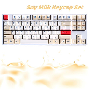ZMX Soy Milk Custom Keycaps,136 Keys PBT Dye-Heat Sublimation Cherry Profile Personalized Keycaps Set for MX Switch Compatible with Mac Windows PC Mechanical Gaming Keyboard