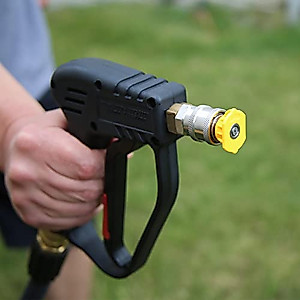 Clean Strike Professional Spray Nozzles, Yellow 15-Degree Spray Tips with 1/4 Inch Quick Connect Fitting, 4.0 Orifice and Pressure Washer Rated 6200 PSI, 5-Pack