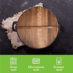 Nourished Essentials Wok Pan Wooden Lid - Cooking Pot Wood Cover - Enhance Your Cooking Experience with Versatile and Durable Pan Lid - Kitchen Accessory - Brown - 1.6''x14''x14''
