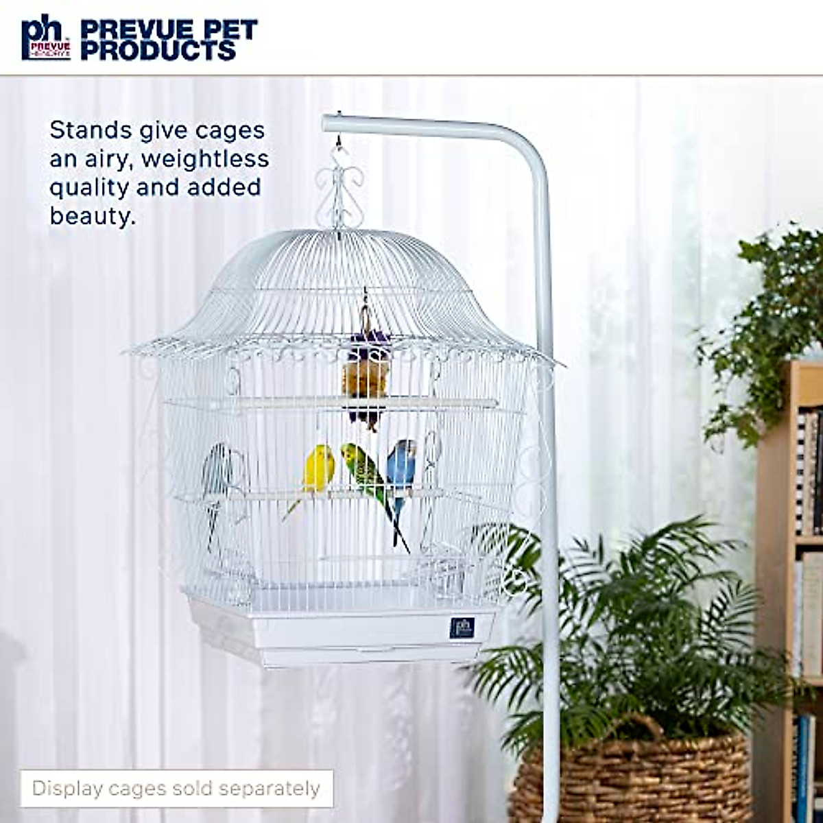 Prevue Pet Products Tubular Steel Hanging Bird Cage Stand 1781 White, 24-Inch by 24-Inch by 60-Inch