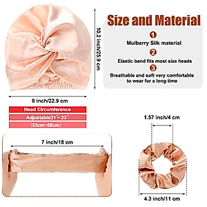 6 Pieces Silk Cap Silk Pillowcase Set, Silk Sleeping Bonnet Silk Hair Wrap Silk Pillow Cases Silk Hair Scrunchies Silk Hair Ties Elastic Silk Ponytail Holders for Women Girls (Rose Gold, Pink)