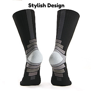 Hicomlor Athletic-Crew-Socks for Men, Cushioned Socks with Moisture Wicking and Arch Support for Running-Hiking, Work Boots