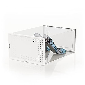 Shoe Storage Boxes Clear Plastic Stackable,12 Pack Modular Shoe Organizer for Closet, Shoe Containers Case Display for Sneaker Storage, White
