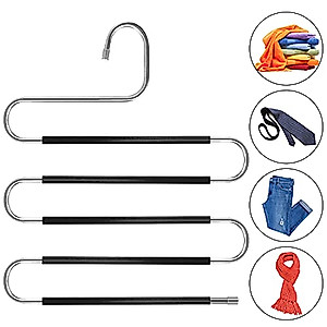 Pants Hangers Space Saving - 4 Pack S-Type Scarf Hanger Jeans Hangers Space Saving Non-Slip S Hangers for Pants
