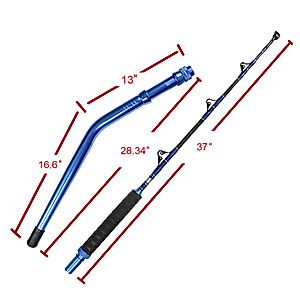 Fiblink Bent Butt Fishing Rod 2-Piece Saltwater Offshore Trolling Rod Heavy Roller Rod Conventional Boat Fishing Pole with Roller Guides (5'1" 50-80 lbs)