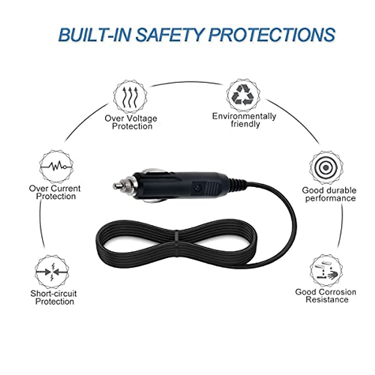 J-ZMQER Compatible Car DC Adapter Compatible with Craig CTFT751 CTFT751tk 10.1" Swivel Portable DVD/CD Player