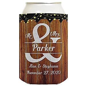 Custom Wedding Can Coolies Mr & Mrs Your Names & Date Personalized Wedding Favors Wedding Decorations Party 96 Pack Can Coolie Drink Coolers Coolies Multi