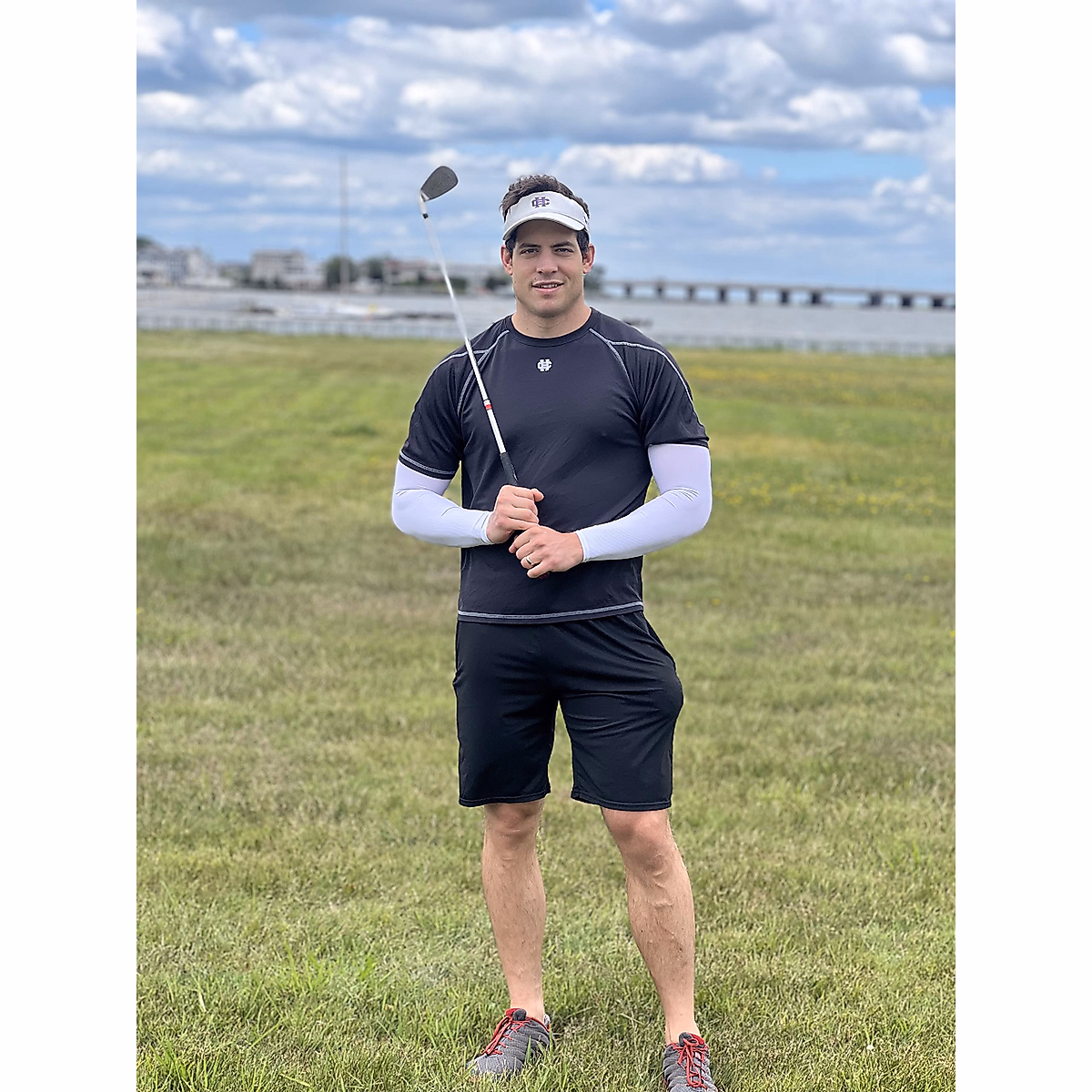 Aegend Sun Protection Cooling Arm Sleeves Sun Sleeves for Men & Women for Cycling, Running, Basketball, Football, Golf, Volleyball, Driving, White 2 Pairs