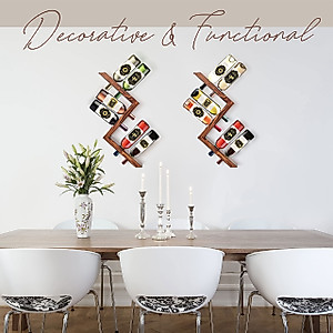 Charmont Wooden Wall Mounted Wine Rack -Rustic Zig Zag Floating Shelves Wine Bottle Holder for Bar, Kitchen Storage, Dining Room, Wedding Gift, Wall Home Décor; 6 Bottles (1, Gunstock)