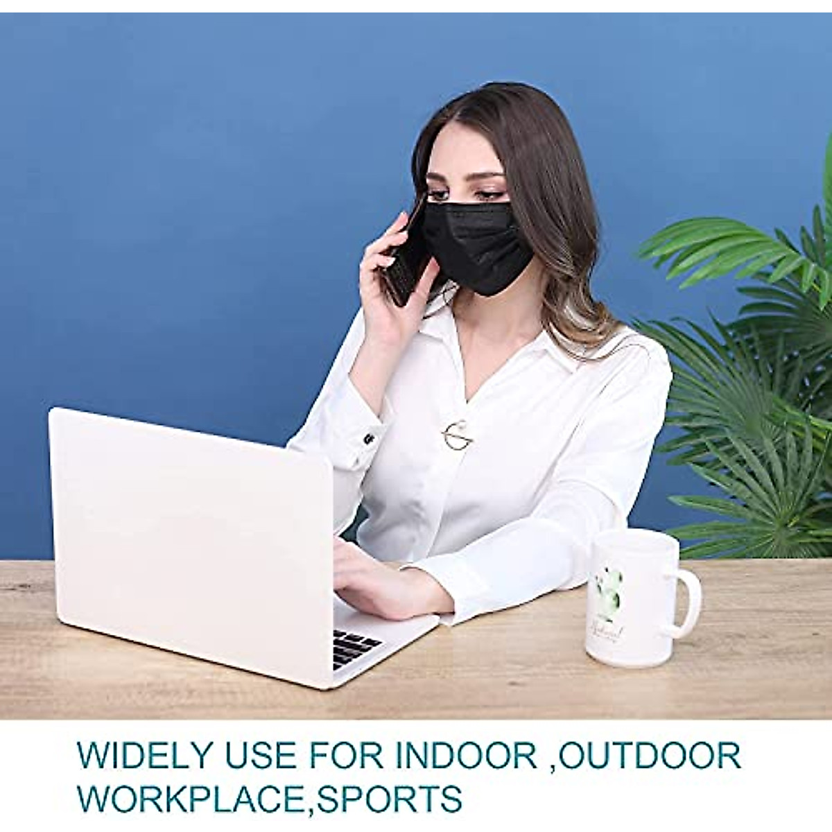 100pcs Premium Individually Wrapped Disposable Face Mask Black Premium Comfort Earloops Nose Wire