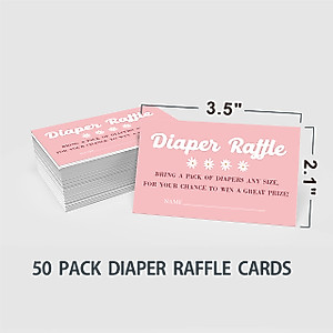 JCVUK Baby Shower Games, 1 Diaper Raffle Standing Sign with 50 Diaper Raffle Tickets, Boho Hippy Floral Daisy Theme Gender Reveal Party Decorations and Supplies For Boys or Girls(LBLK-A07)