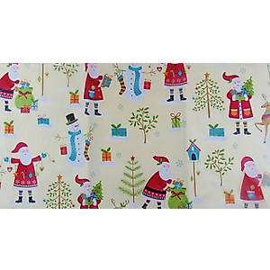 Santa's Christmas Day Vinyl Flannel Back Tablecloth (60" x 84" Oblong)