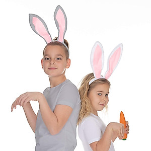 Funcredible Grey Bunny Ears and White Bunny Ears - Bunny Ears Headbands - Bunny Rabbit Cosplay Costume Accessories - Bendable Bunny Ears for Kids and Adult