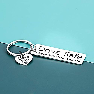 Drive Safe Keychain for Him Men Boyfriend Husband Birthday Father's Day Gifts Dad from Son Daughter Wife Girlfriend Brother Sister Birthday New Driver Gifts for Him Her Stocking Stuffers
