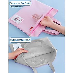 Pendancy Mesh Zipper Pouch 11x13.7 in, Large Double Pocket Waterproof File Bag with Handle, A4 Size Foldable Document Storage for Puzzle Project/Cross Stitch/Travel/Office（Gray）
