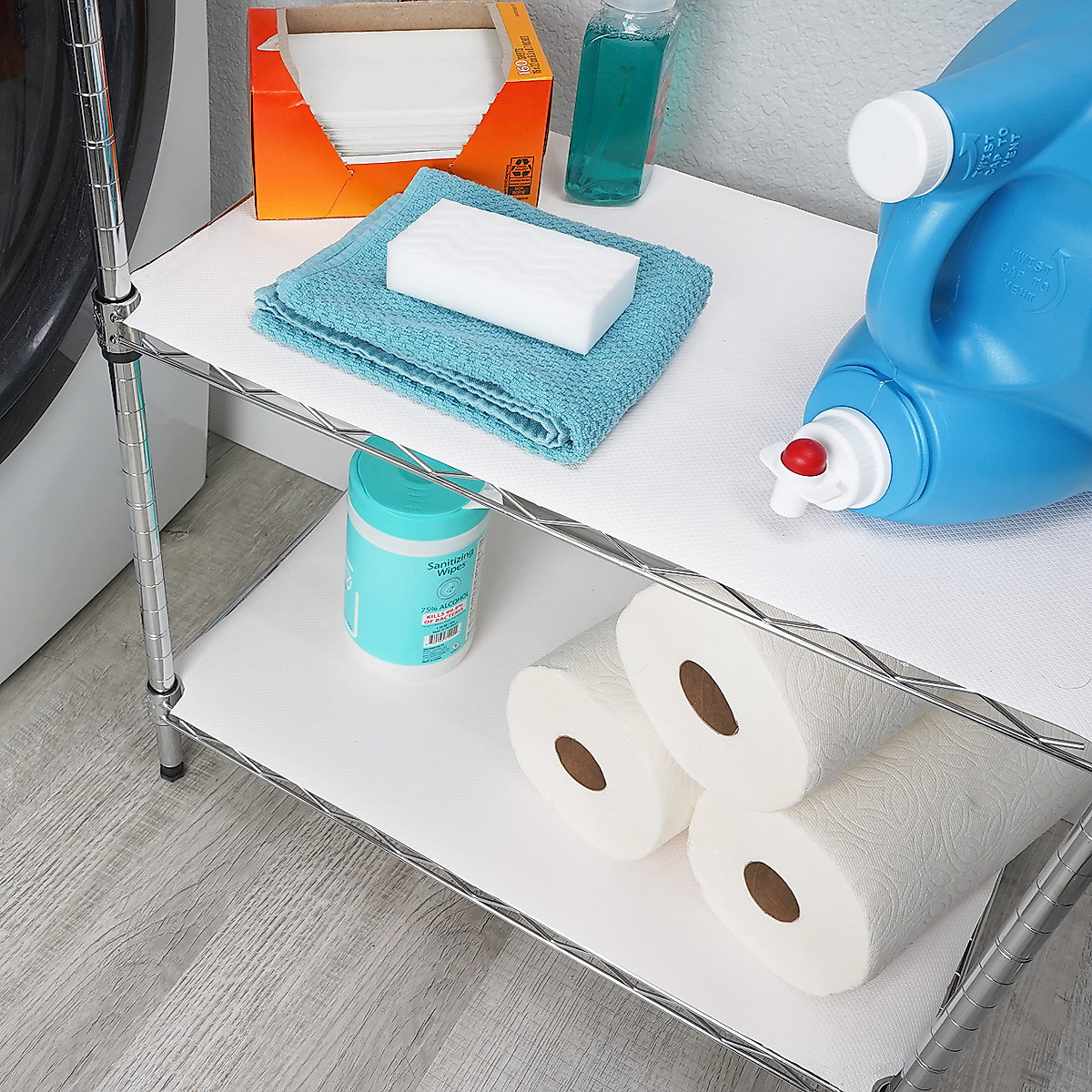 Con-Tact Brand Simple Elegance Textured Non-Adhesive Durable Shelf and Drawer Liner, 12" x 5', White Diamonds, 6 Rolls